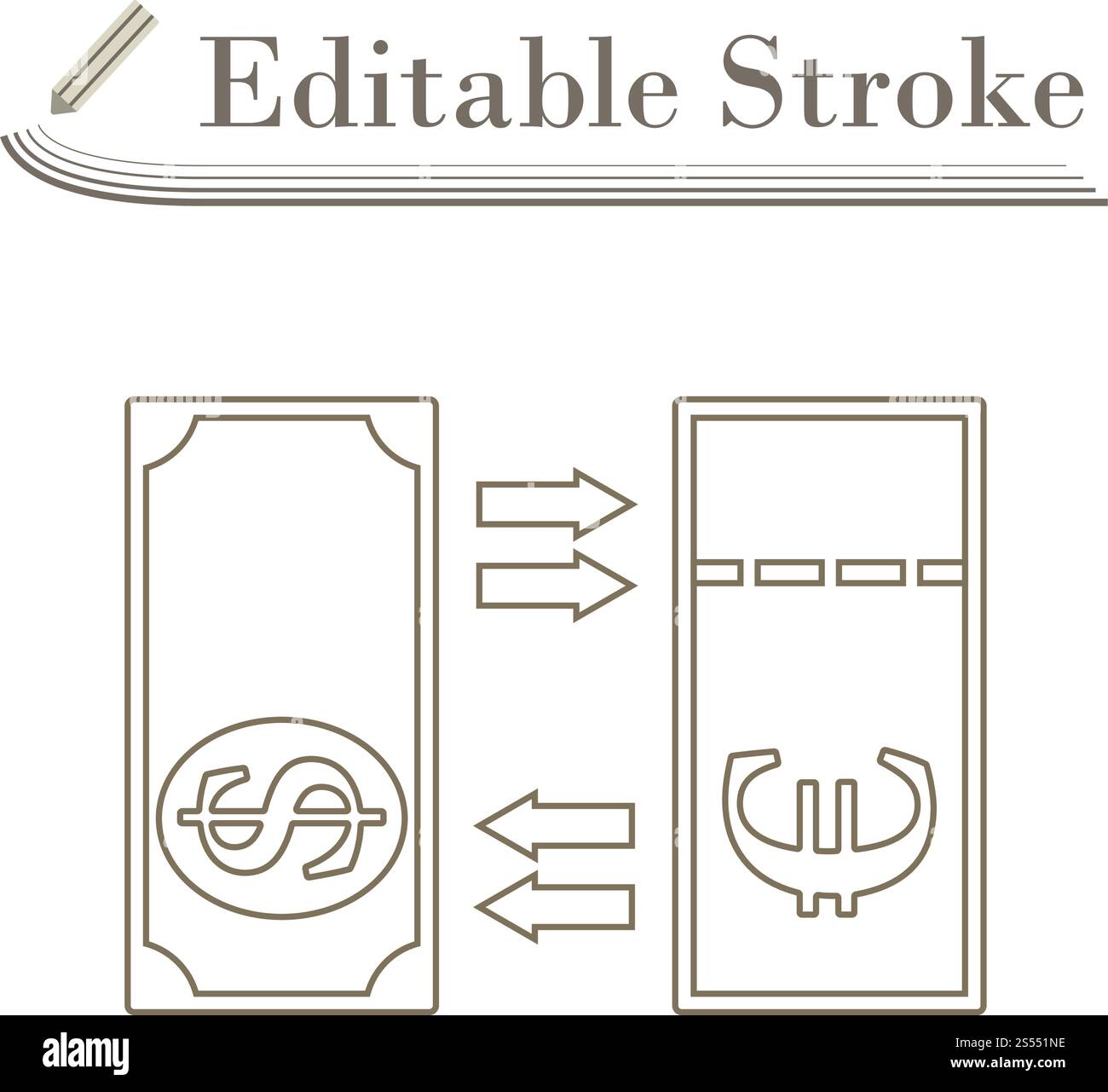 Currency Exchange Icon. Editable Stroke Simple Design. Vector ...