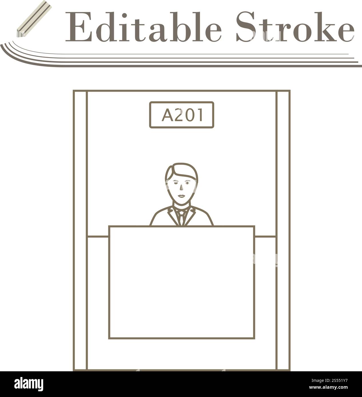 Bank Clerk Icon. Editable Stroke Simple Design. Vector Illustration ...