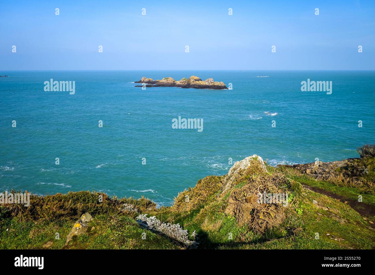 Small island and seascape in Saint-Malo, brittany, France. Small island ...