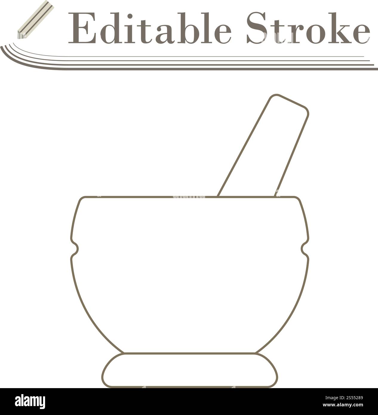 Mortar And Pestel Icon. Editable Stroke Simple Design. Vector ...