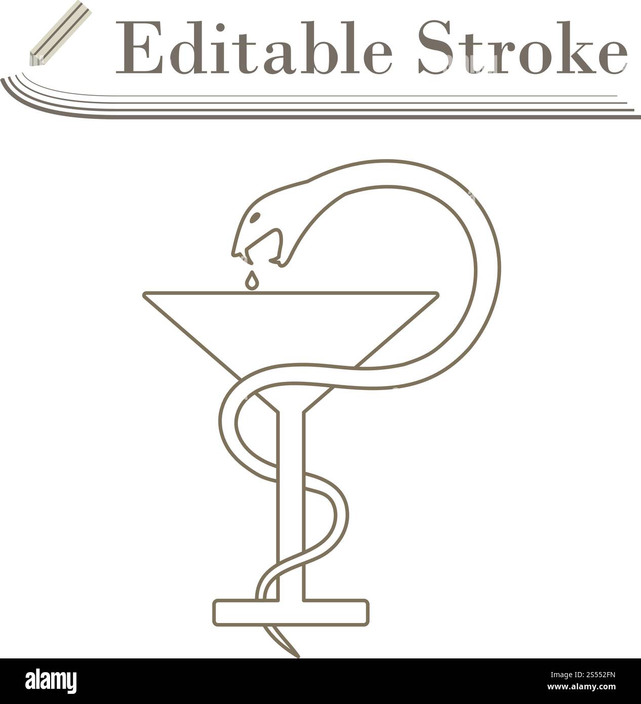 Medicine Sign With Snake And Glass Icon. Editable Stroke Simple Design ...