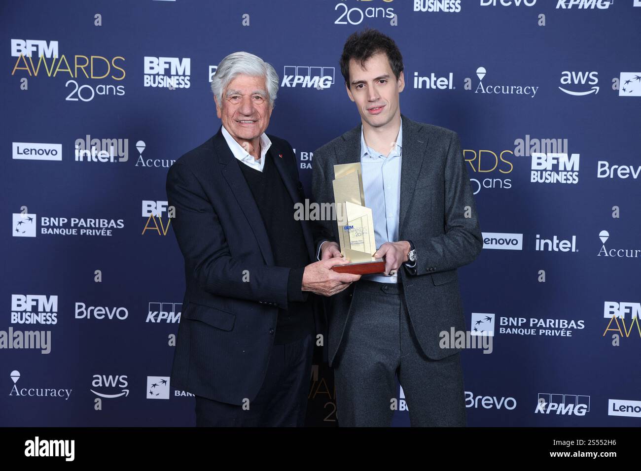 Maurice Levy and Arthur Mensch at the 20th BFM Awards at the Grand Palais in Paris, France on ...