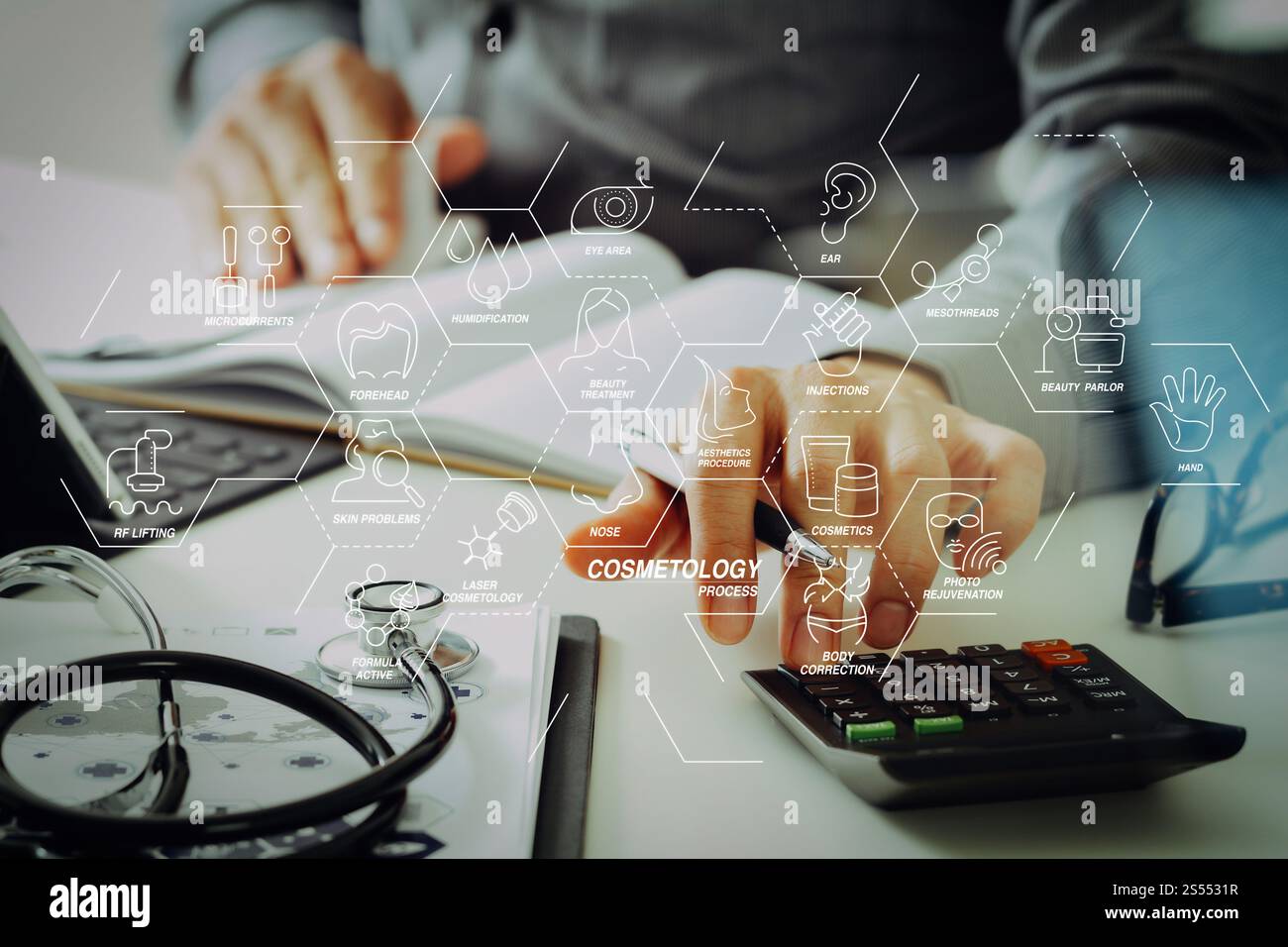 Cosmetology process with Beauty therapy,bodycare,healthcare,wellness ...