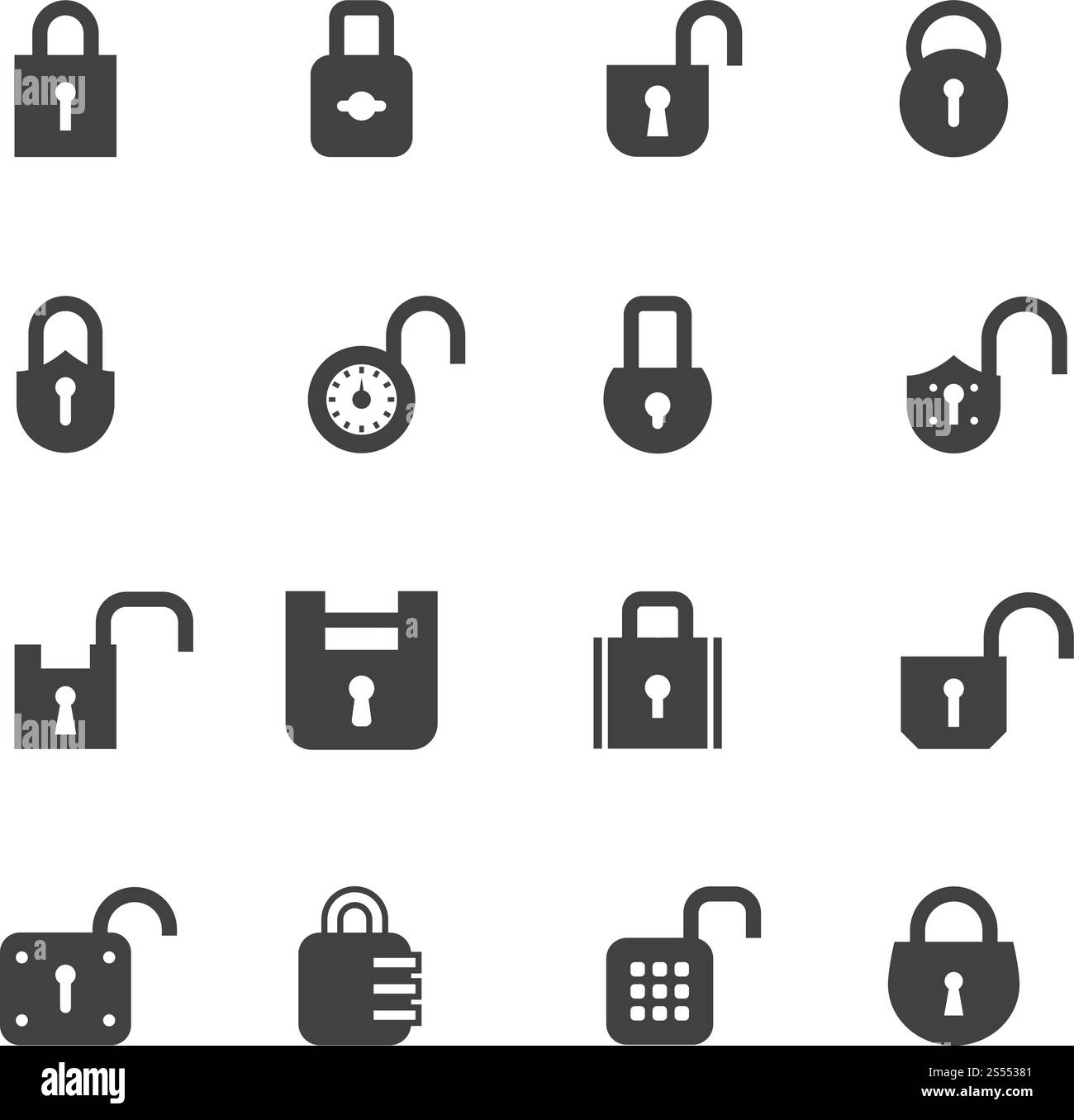 Open and closed padlock icons. Lock, security and password vector ...
