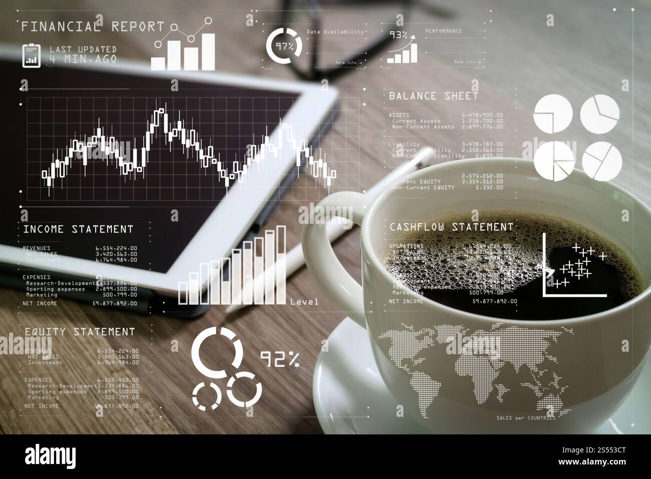 Financial report data of business operations (balance sheet and income ...