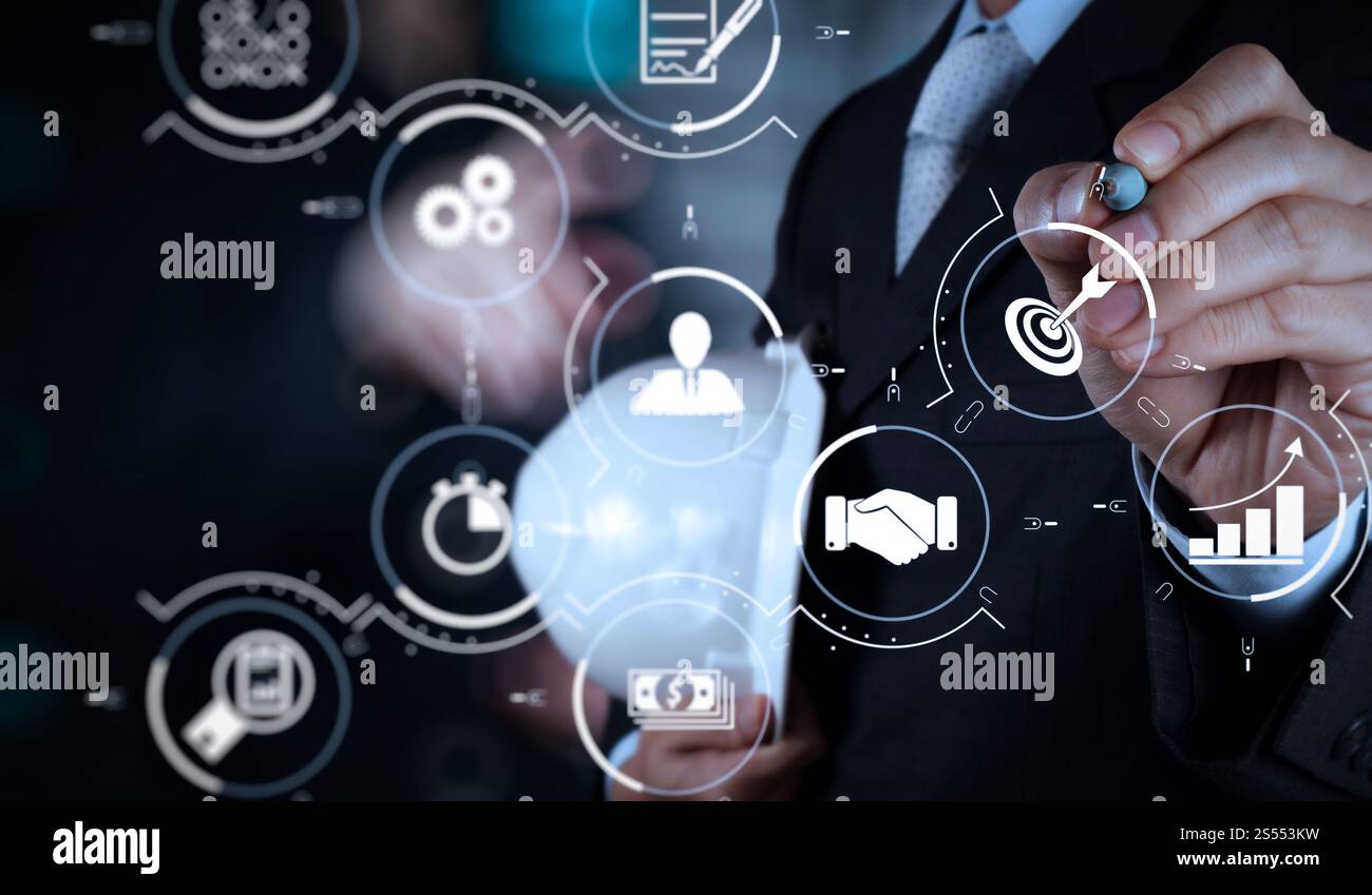 Business process management with workflow automation diagram and gears ...