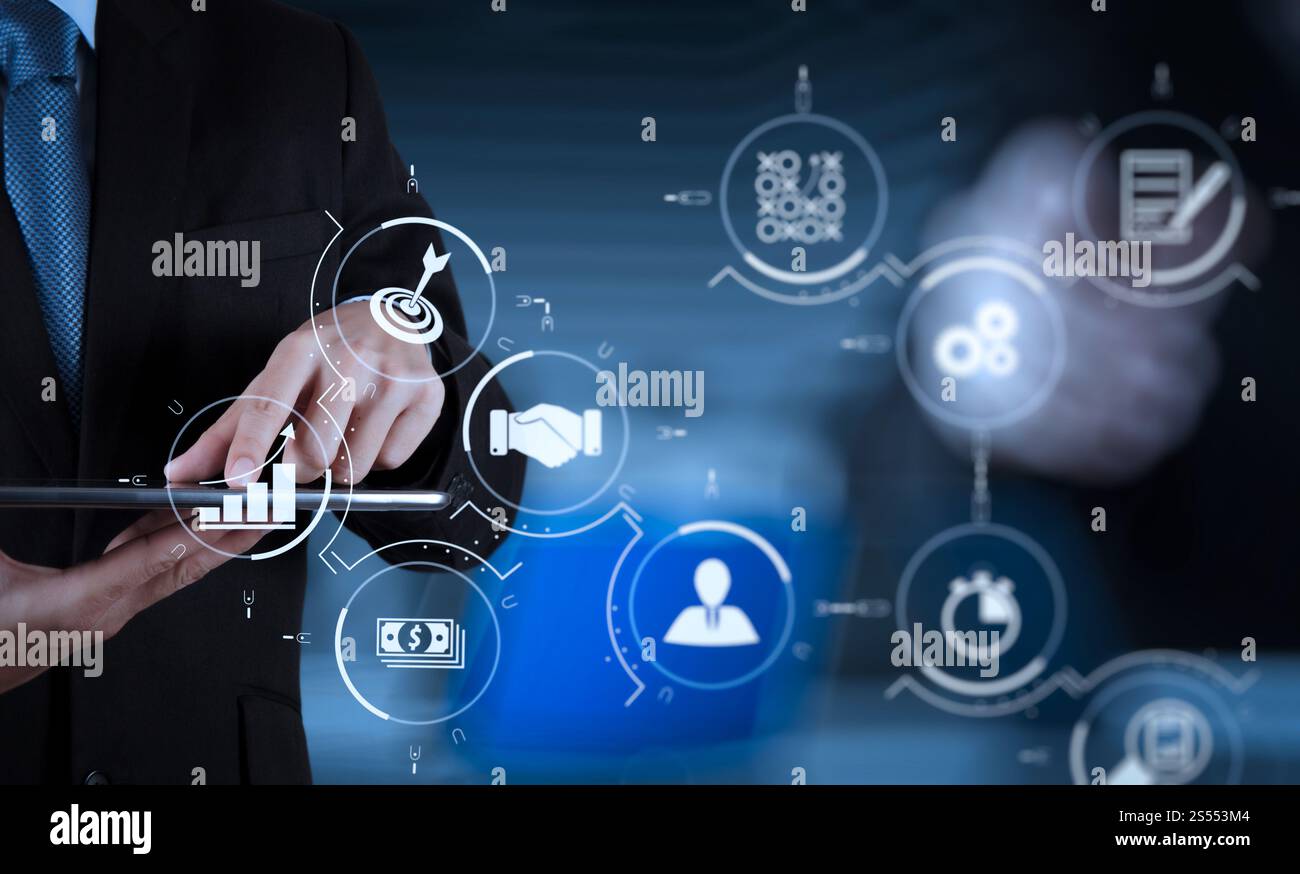 Business process management with workflow automation diagram and gears ...