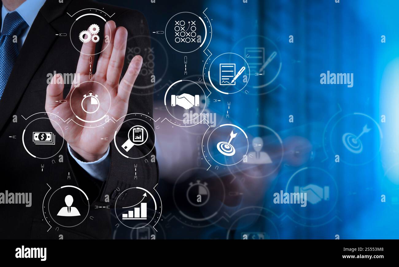 Business process management with workflow automation diagram and gears ...