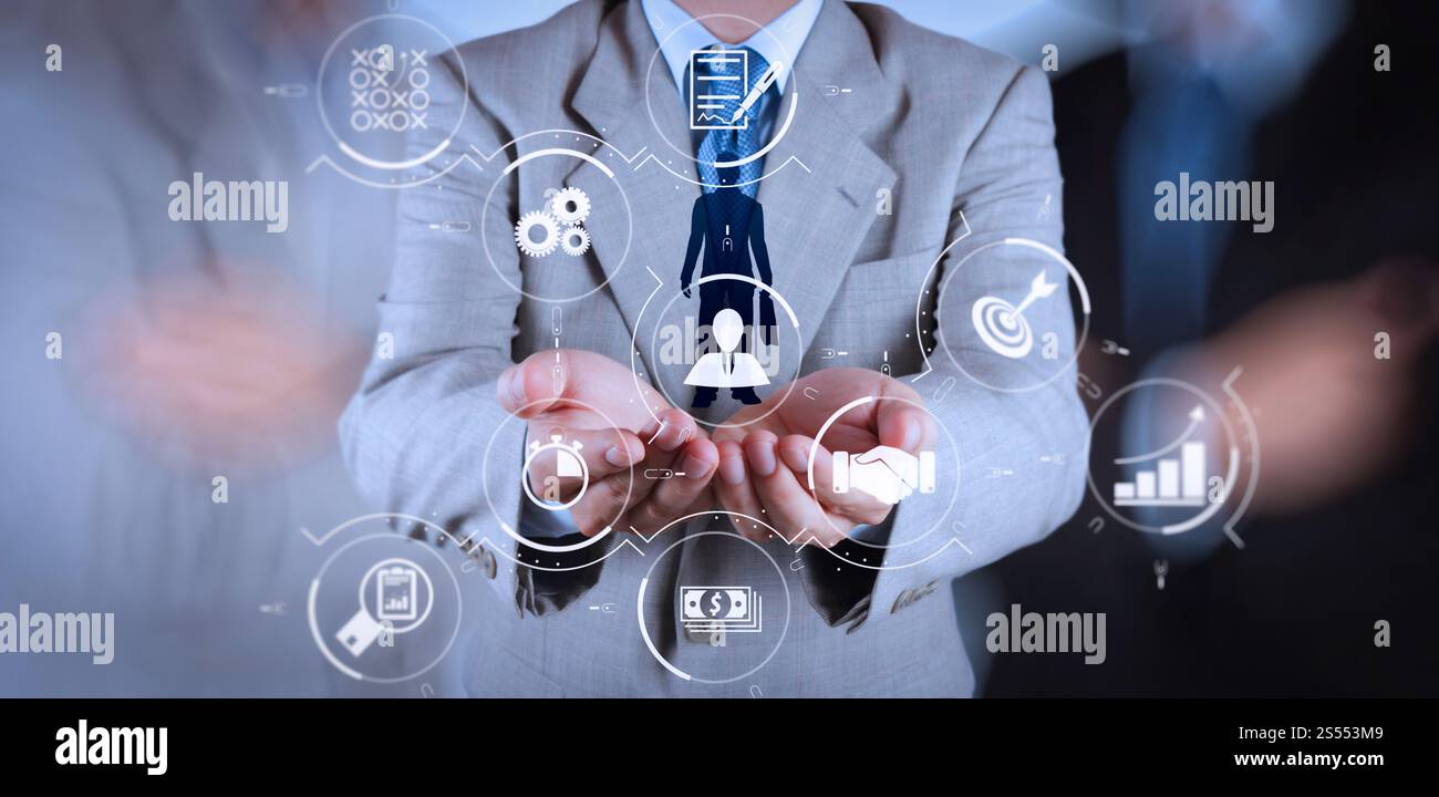 Business process management with workflow automation diagram and gears ...