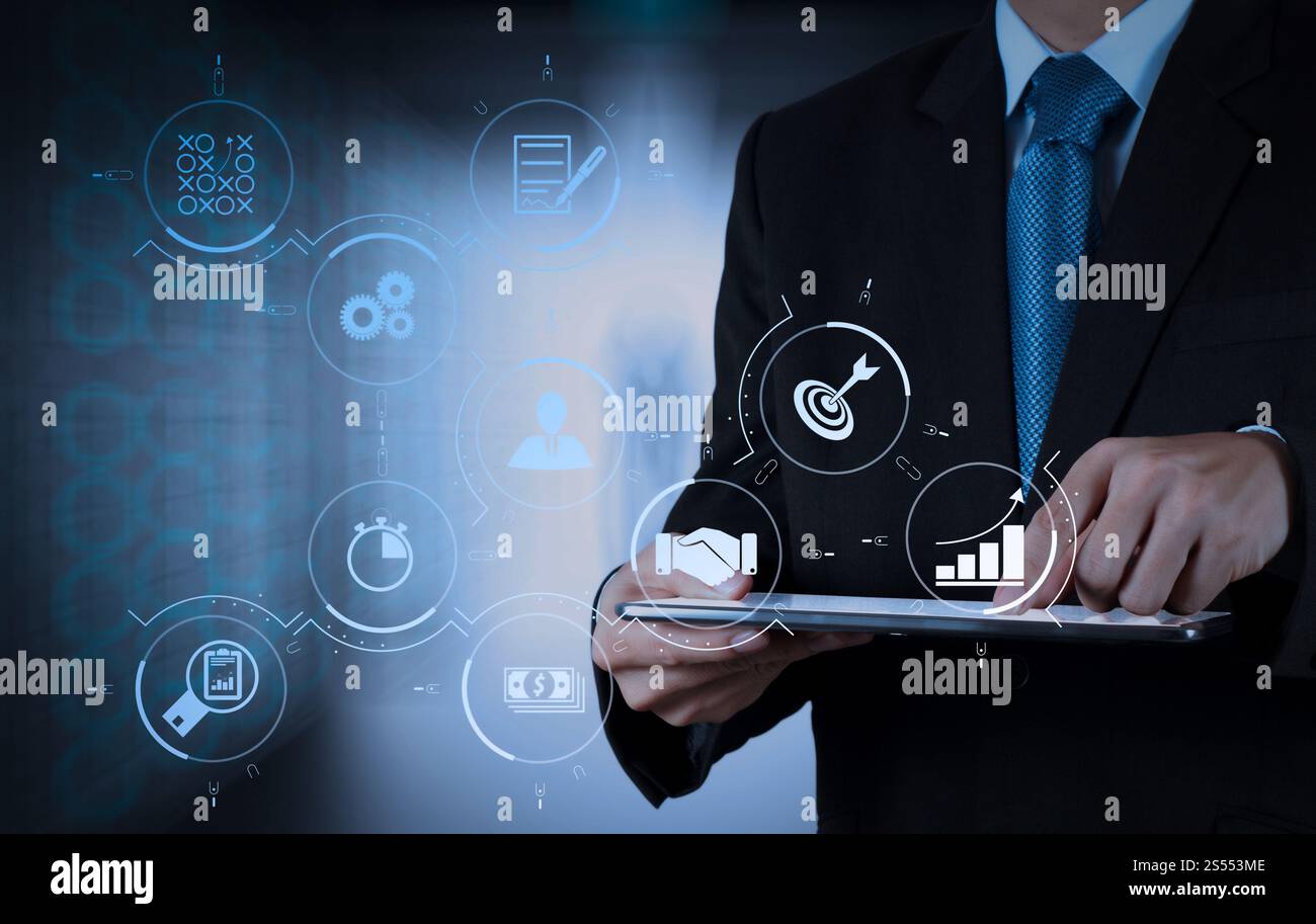 Business process management with workflow automation diagram and gears ...