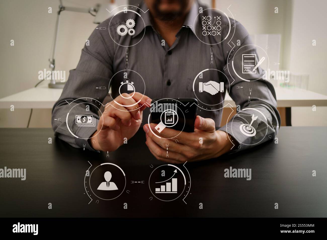 Business process management with workflow automation diagram and gears ...