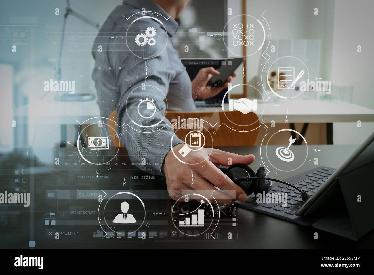 Business process management with workflow automation diagram and gears ...
