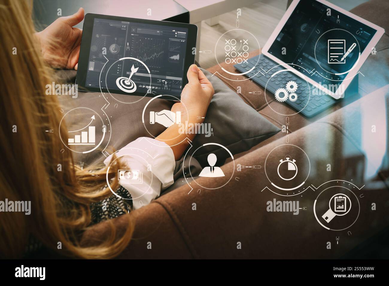 Business process management with workflow automation diagram and gears ...