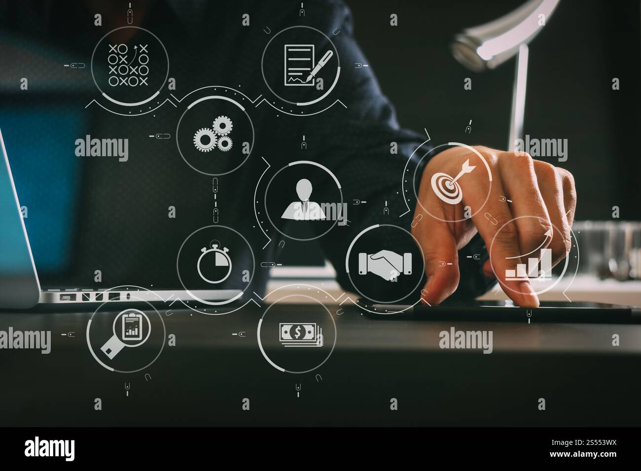 Business process management with workflow automation diagram and gears ...