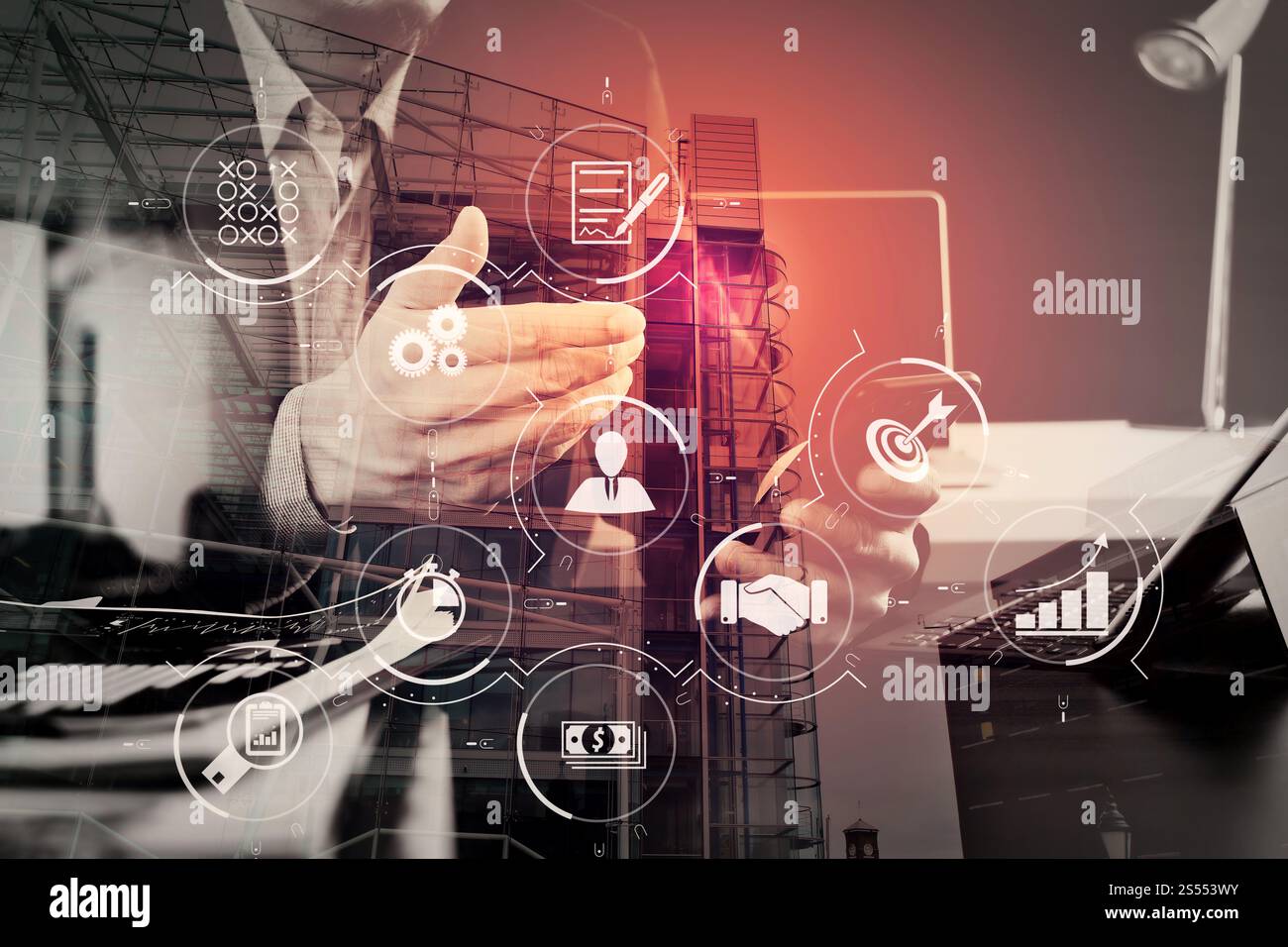 Business process management with workflow automation diagram and gears ...