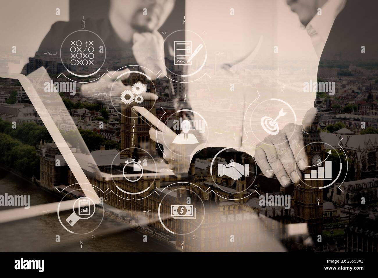 Business process management with workflow automation diagram and gears ...