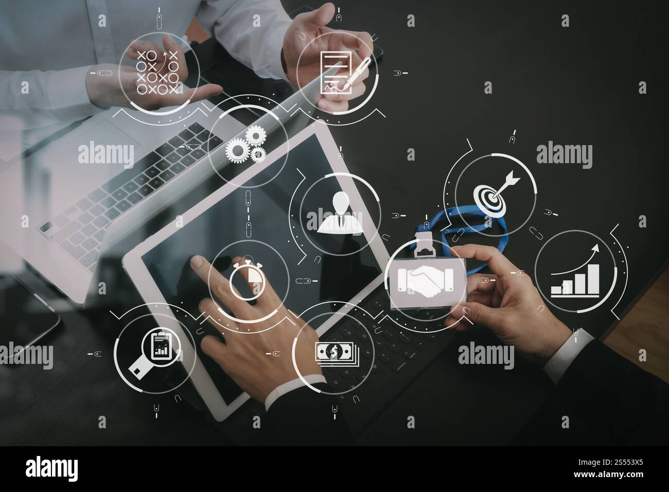 Business process management with workflow automation diagram and gears ...