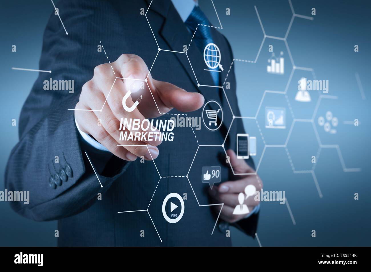 Inbound marketing business with virtual diagram dashboard and Online or ...