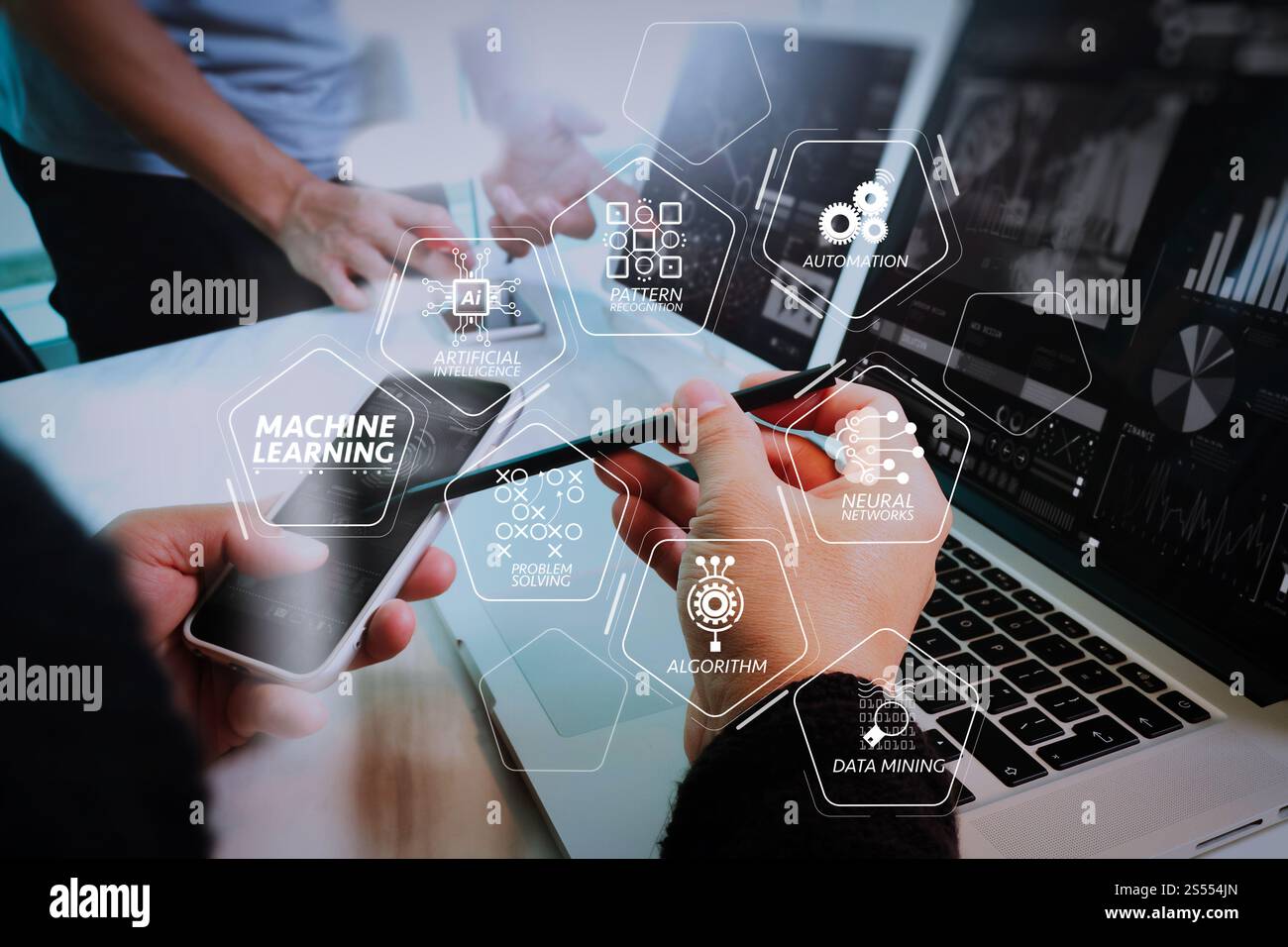 Machine learning technology diagram with artificial intelligence (AI ...