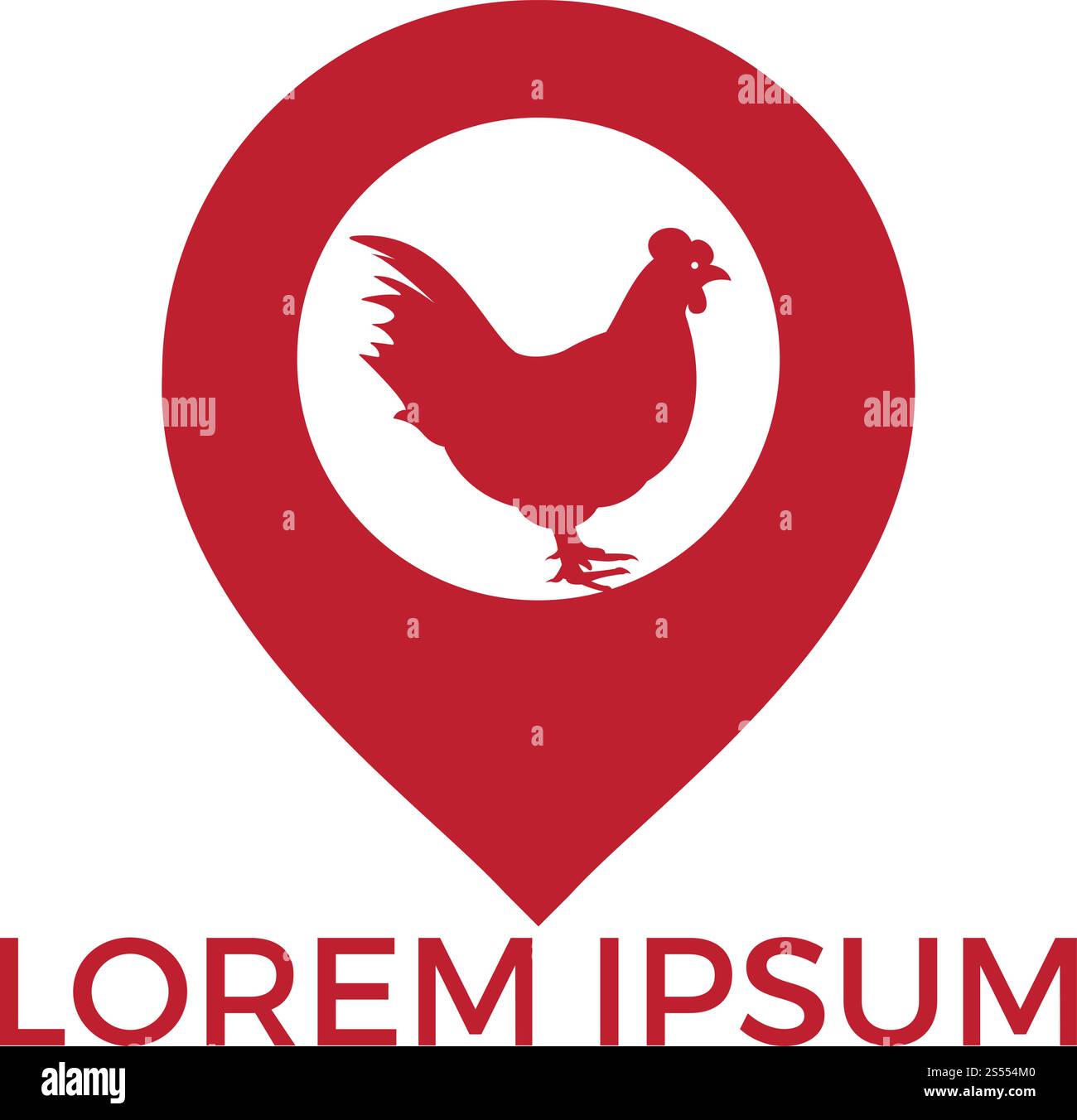 Chicken and map pointer logo design. Chicken farm locator logo design ...
