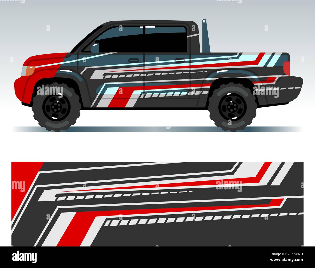 Racing car design. Vehicle wrap vinyl graphics with stripes vector ...