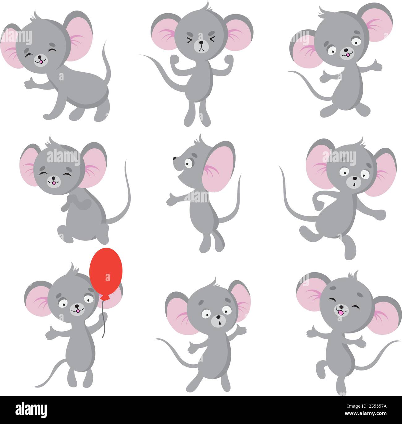 Cute mouse. Cartoon mice in house. Vector isolated characters. Mouse ...