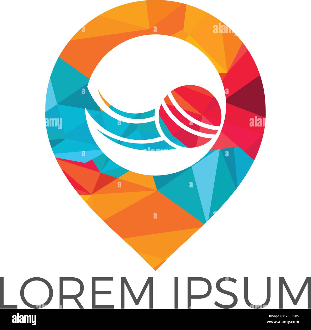 Cricket and map pointer logo design. Game and GPS locator symbol or ...