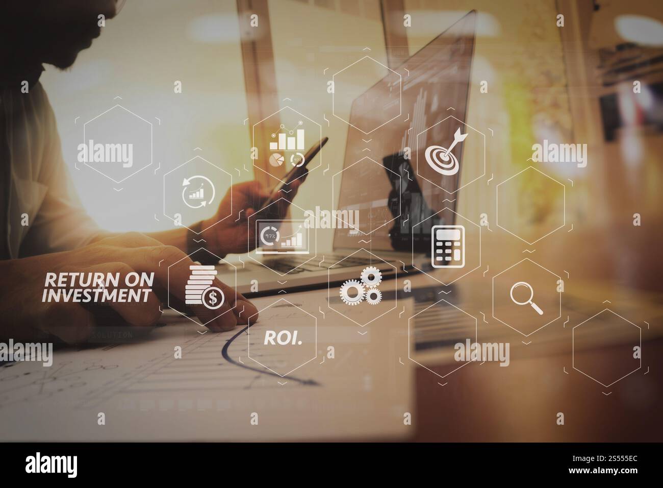 ROI Return on Investment indicator in virtual dashboard for improving ...