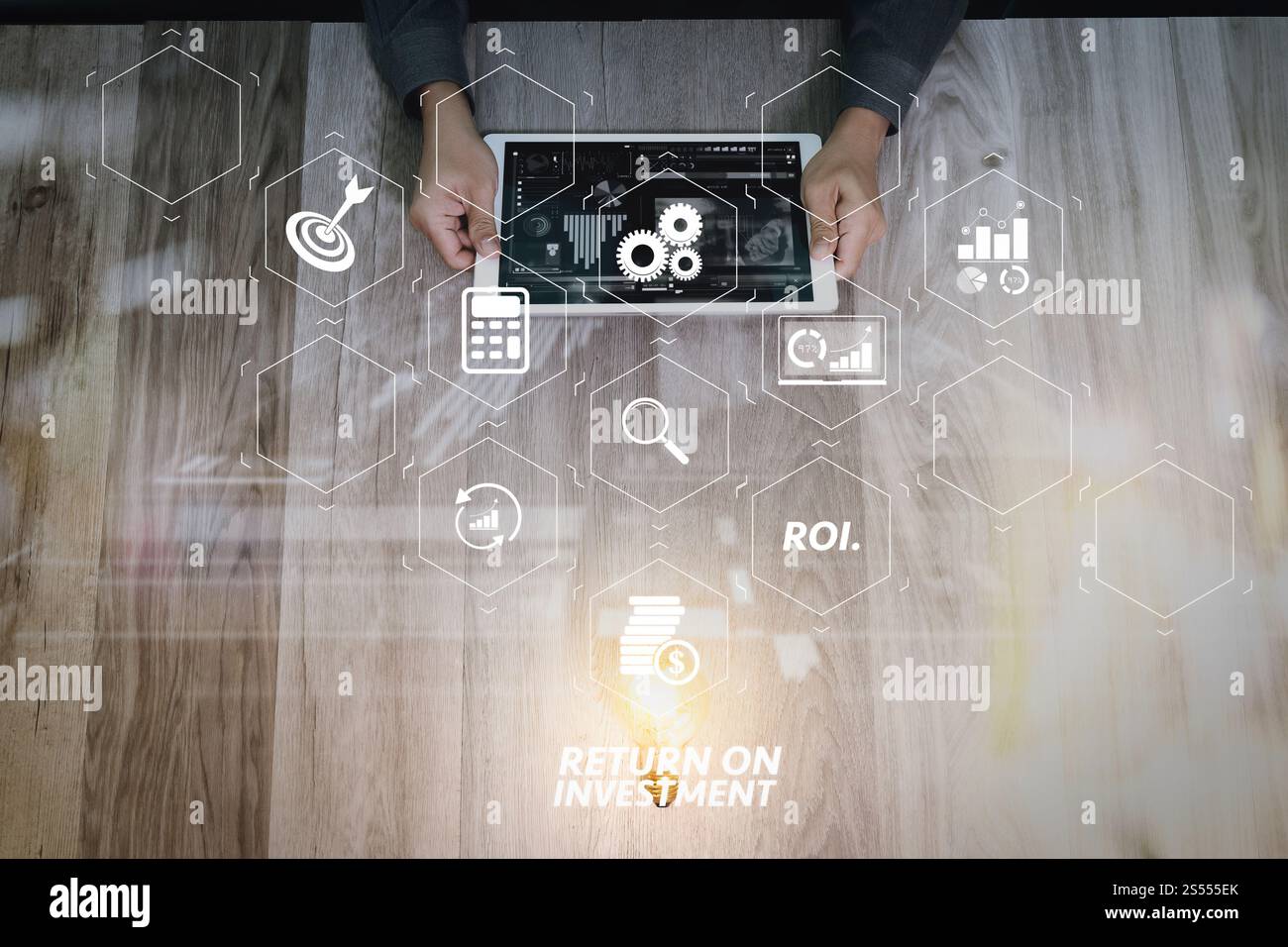 ROI Return on Investment indicator in virtual dashboard for improving ...