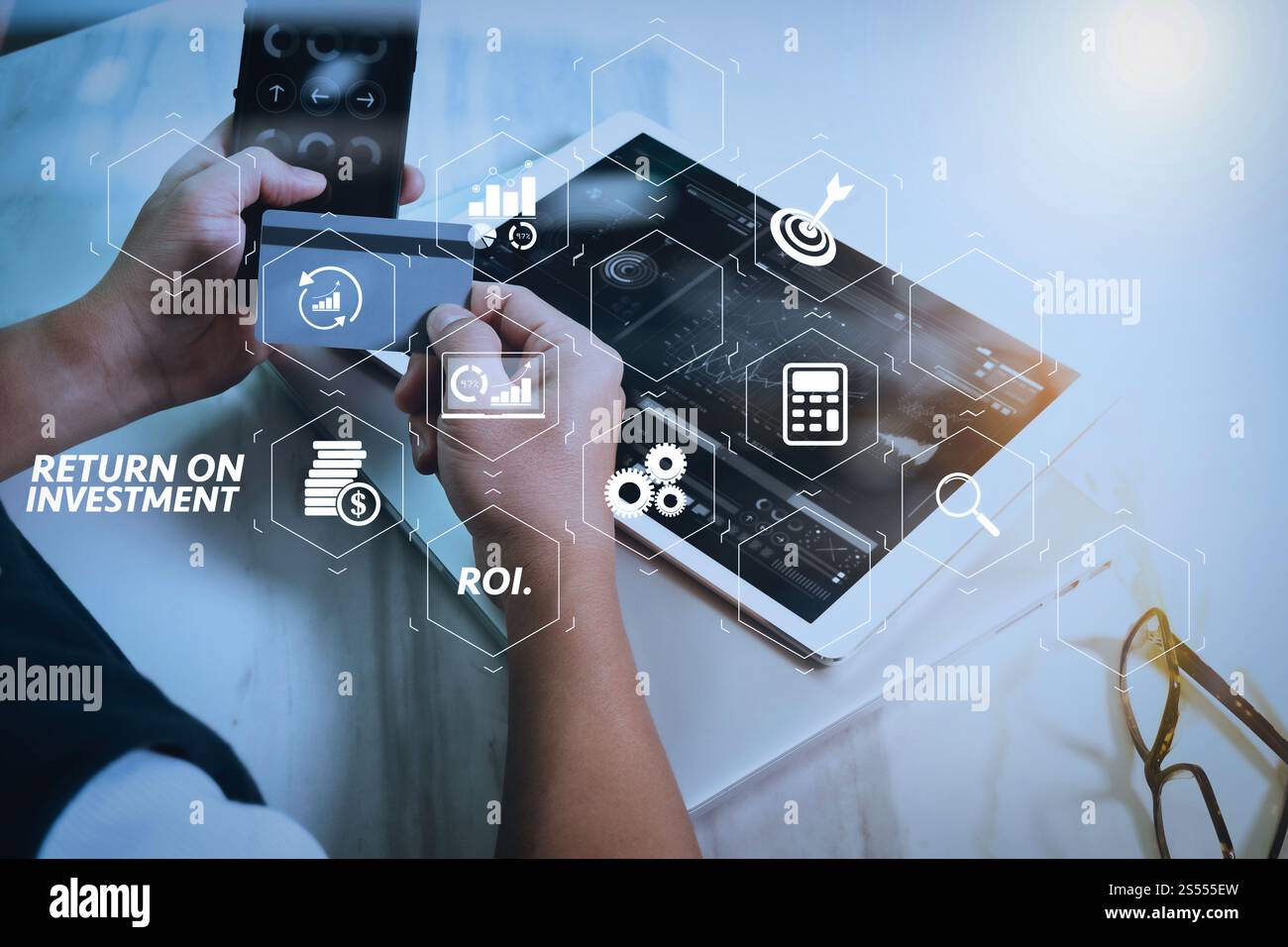 ROI Return on Investment indicator in virtual dashboard for improving ...