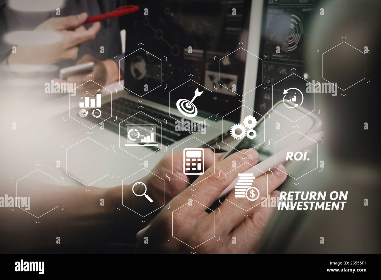 ROI Return on Investment indicator in virtual dashboard for improving ...