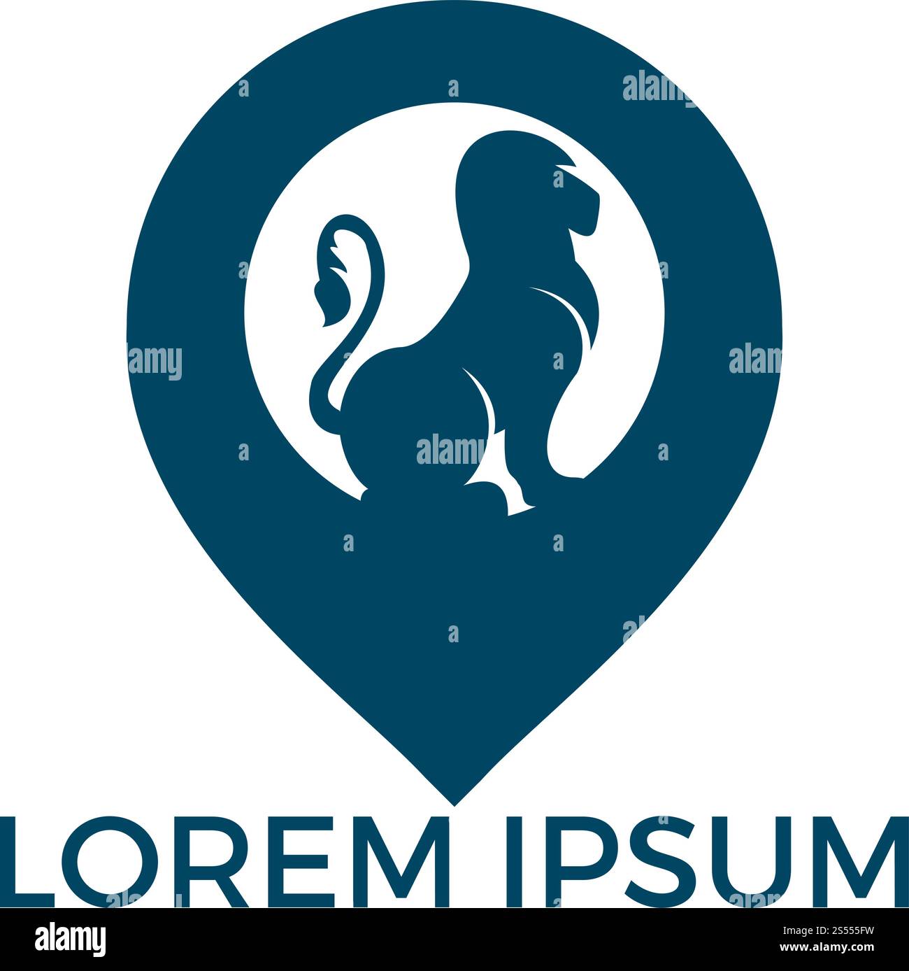 Lion and map pointer logo design. Lion locator logo design. Animal ...