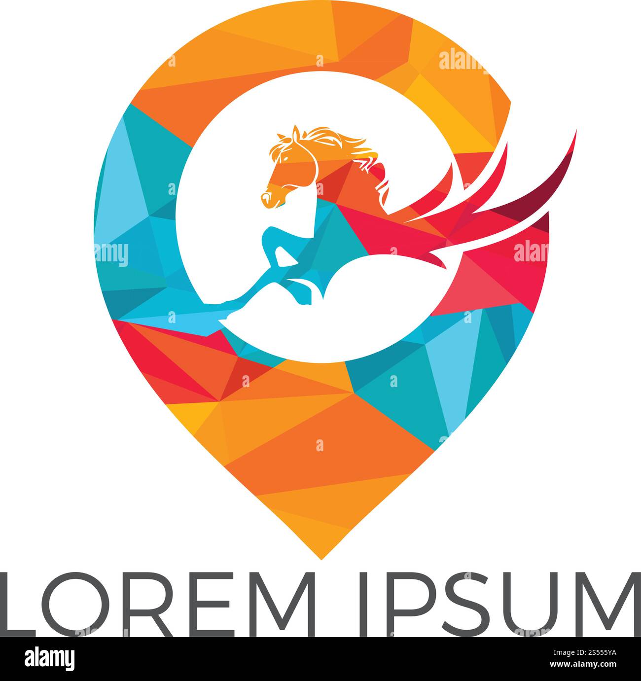 Horse and map pointer logo design. Horse locator logo design. Animal ...