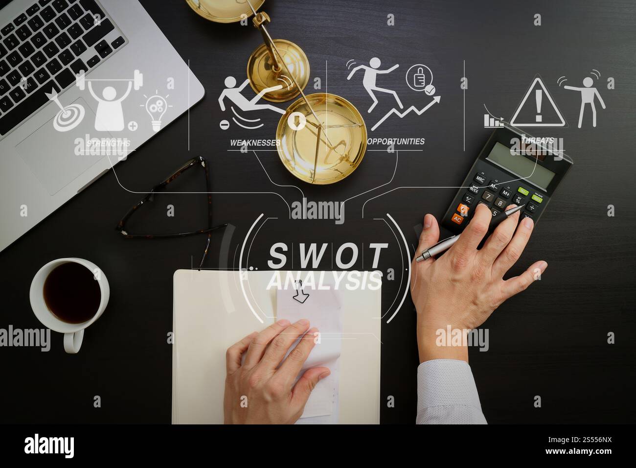 SWOT Analysis virtual diagram with Strengths, weaknesses, threats and ...