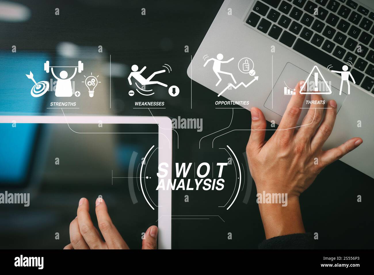 SWOT Analysis virtual diagram with Strengths, weaknesses, threats and ...
