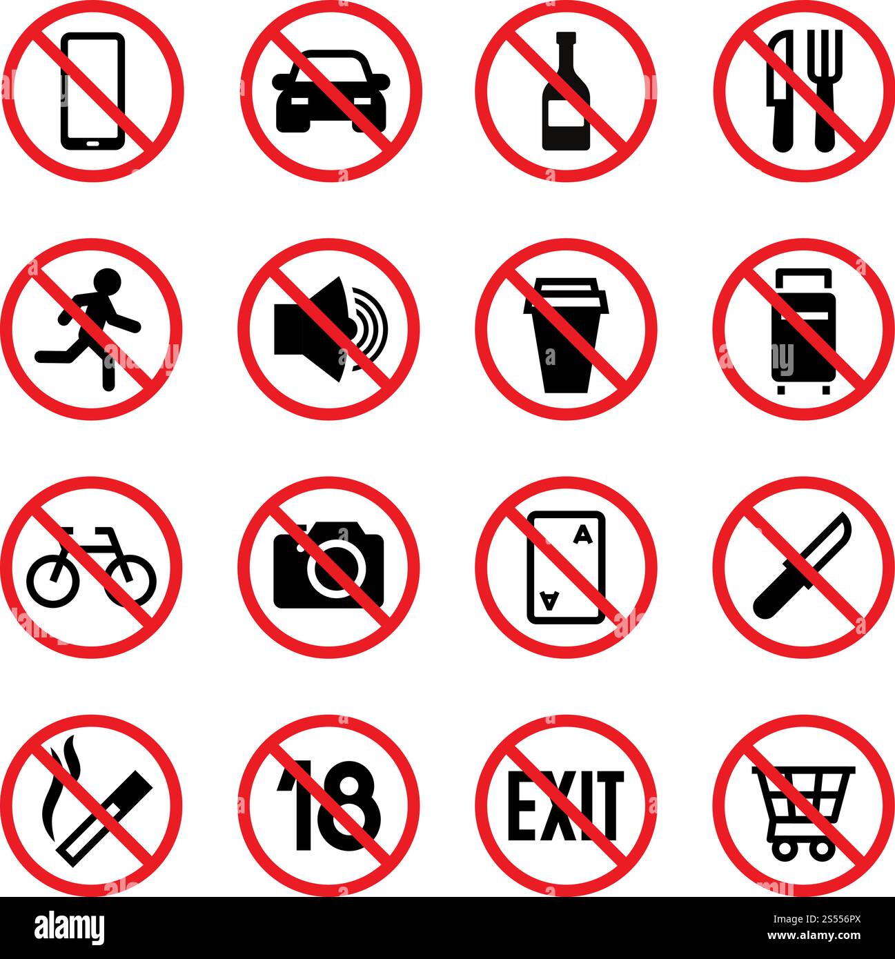 Forbidden signs. Prohibition and warning vector signal isolated icons ...