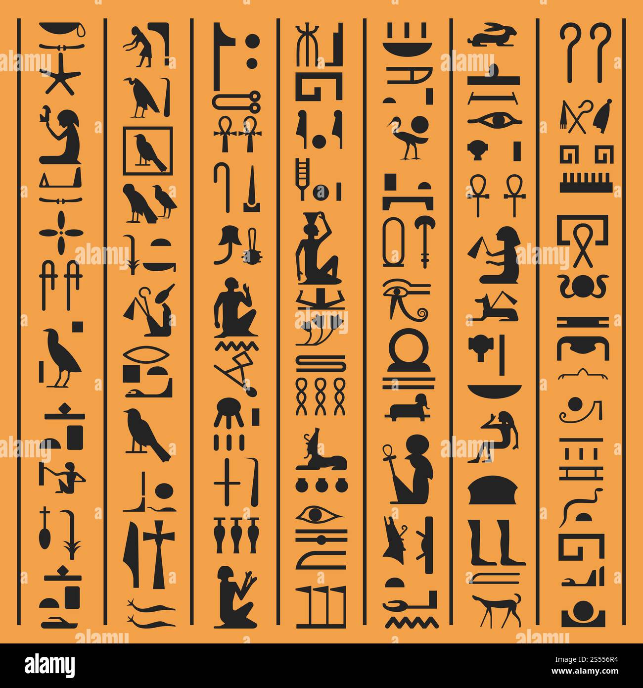 Egyptian hieroglyphs or ancient Egypt letters papyrus background ...