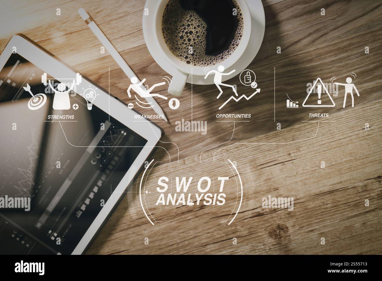 SWOT Analysis virtual diagram with Strengths, weaknesses, threats and ...