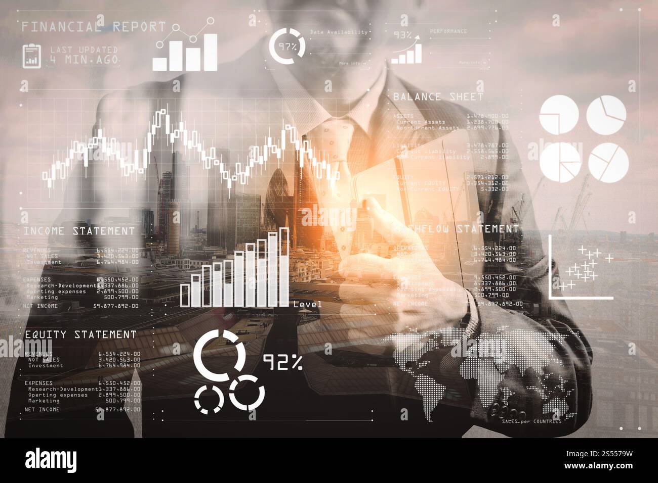 Financial report data of business operations (balance sheet and income ...