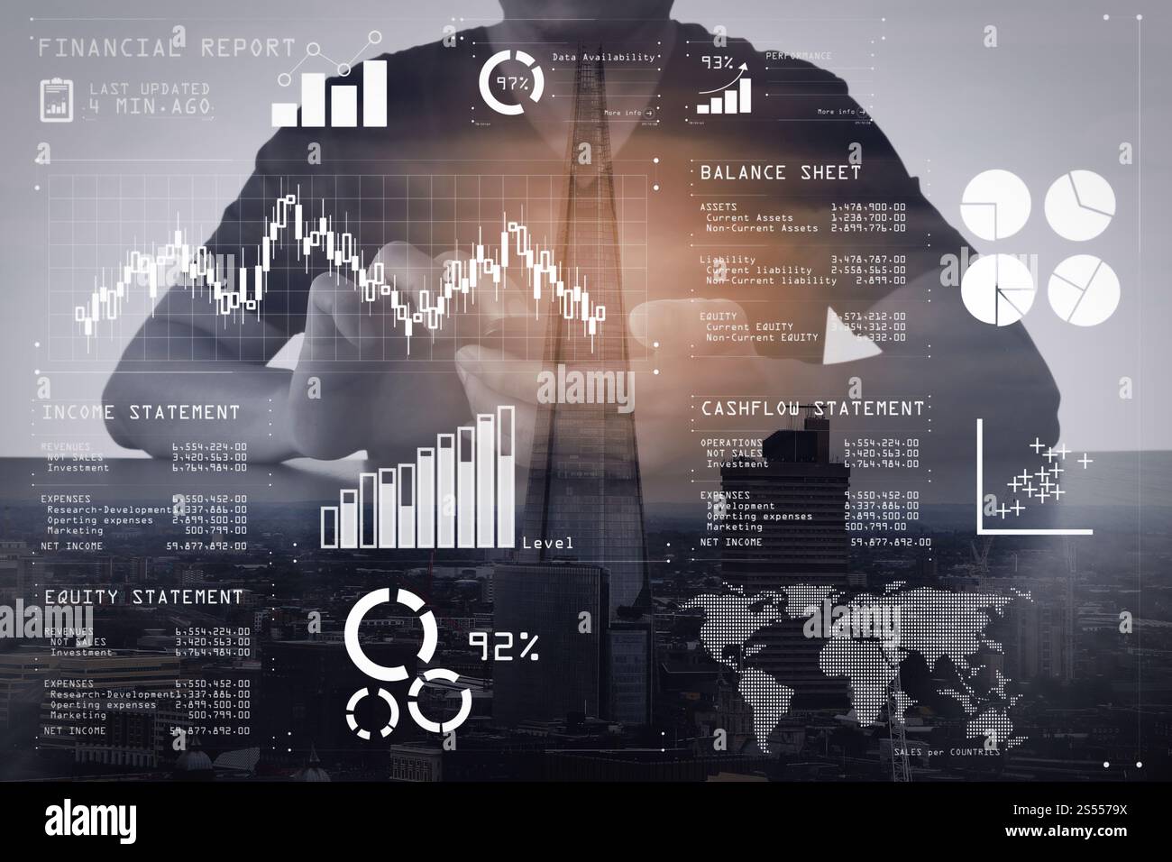 Financial report data of business operations (balance sheet and income ...