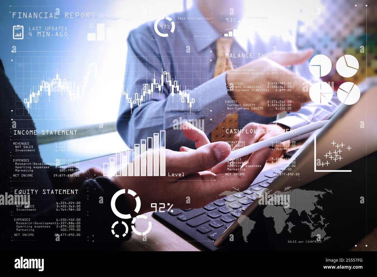 Financial report data of business operations (balance sheet and income ...