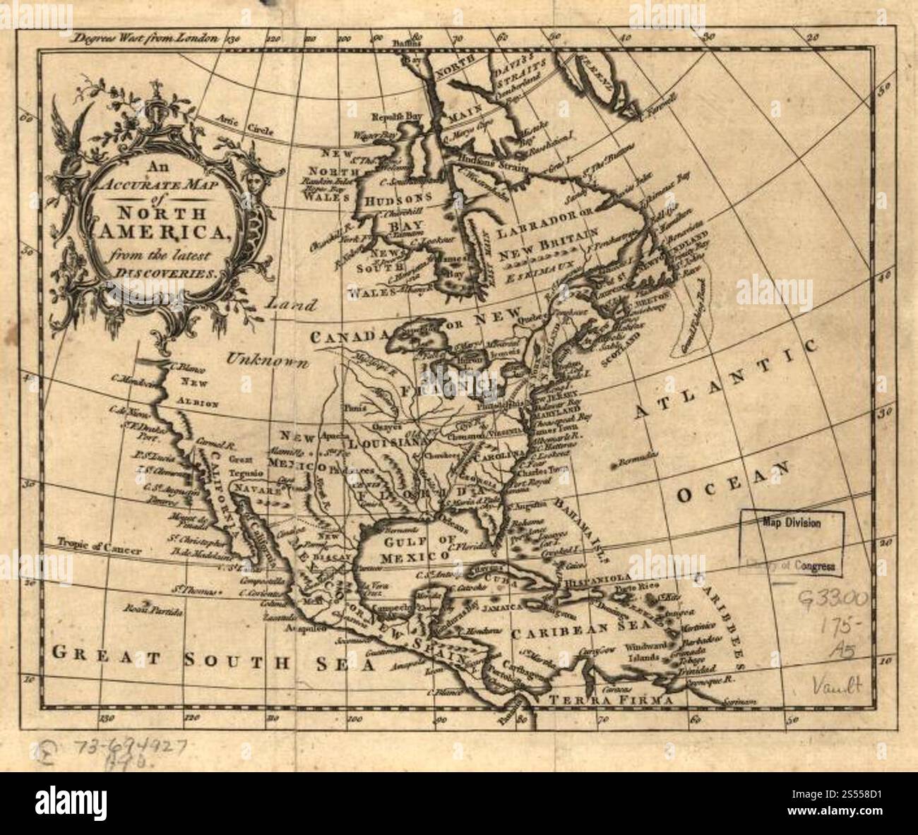 An Accurate map of North America from the latest discoveries. 1750 ...