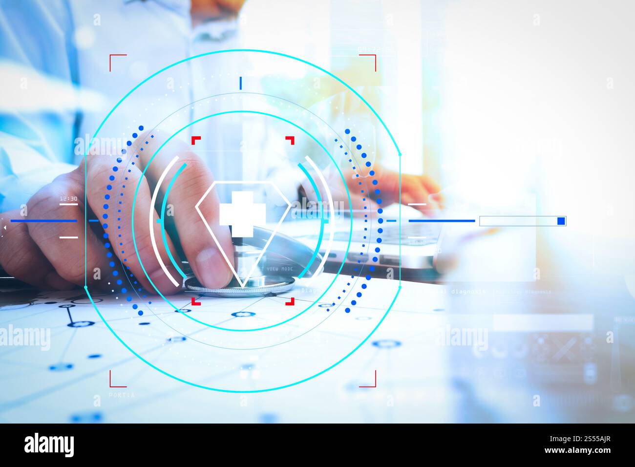 Health care and medical services with circular AR diagram.Medicine ...