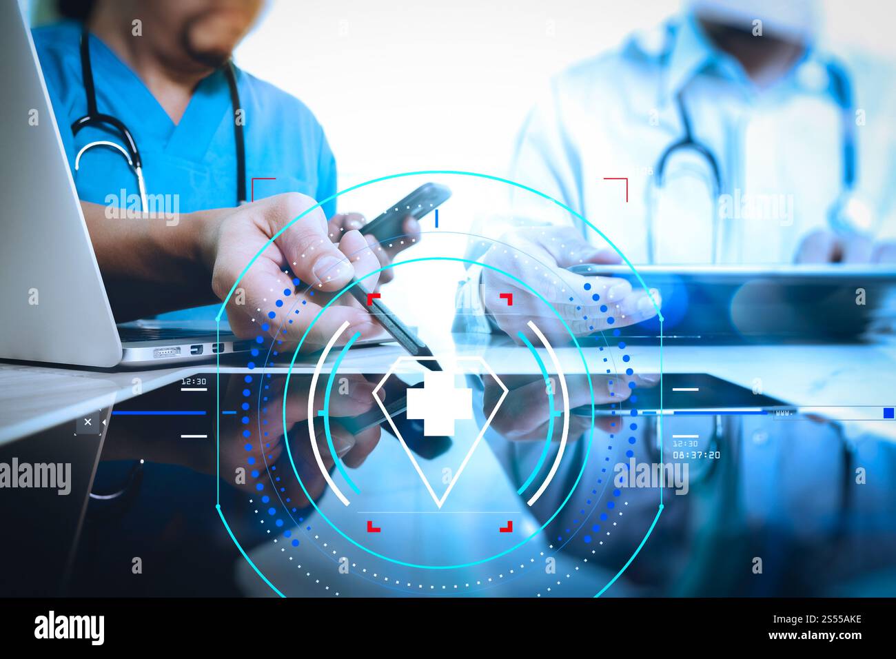 Health care and medical services with circular AR diagram.Medical ...