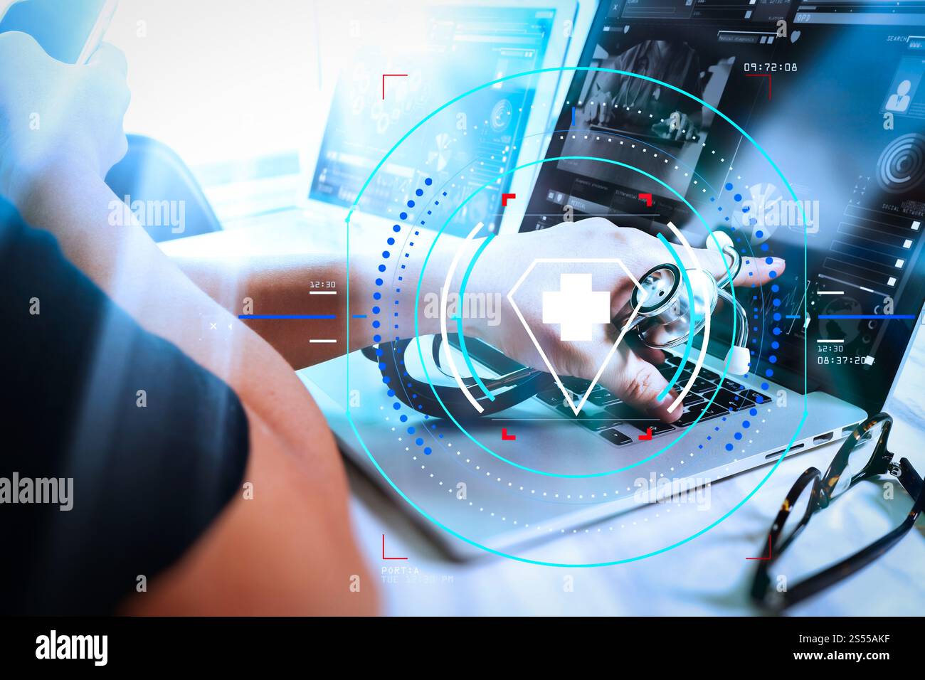 Health care and medical services with circular AR diagram.Medicine ...
