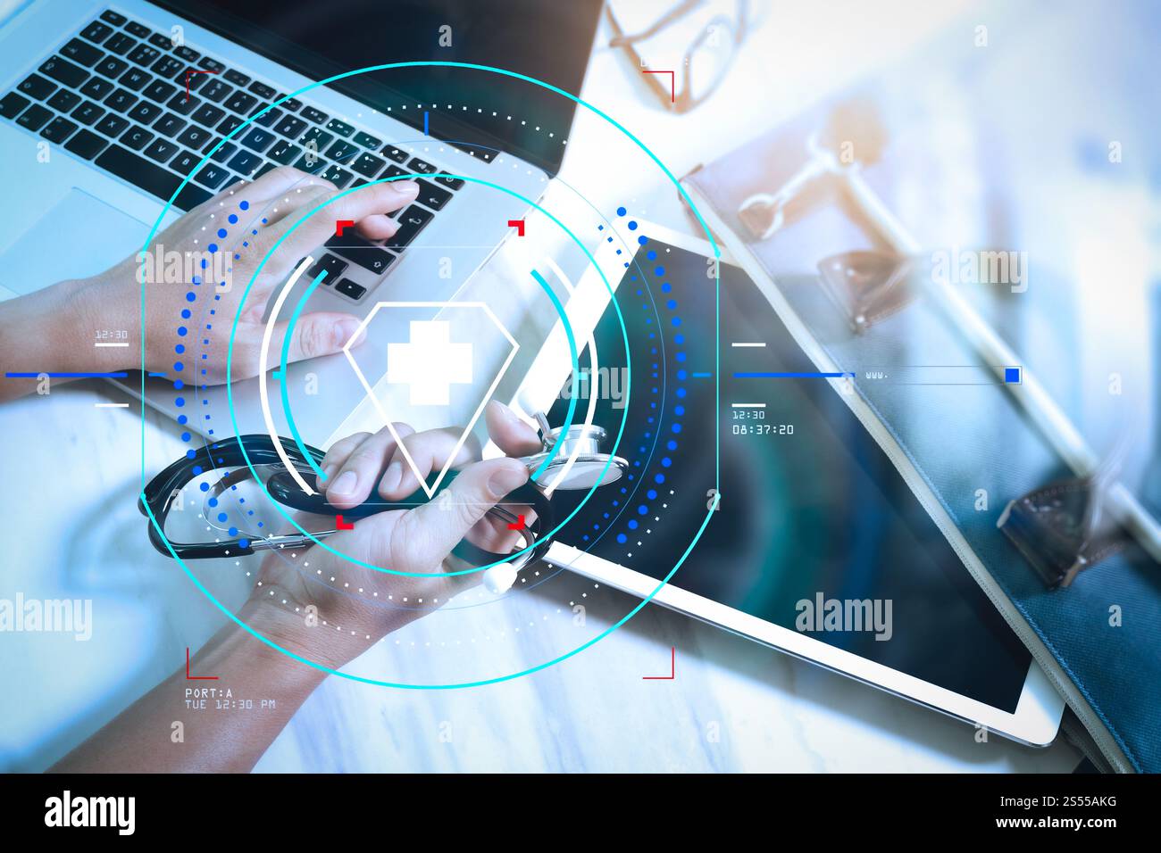 Health care and medical services with circular AR diagram.Doctor ...