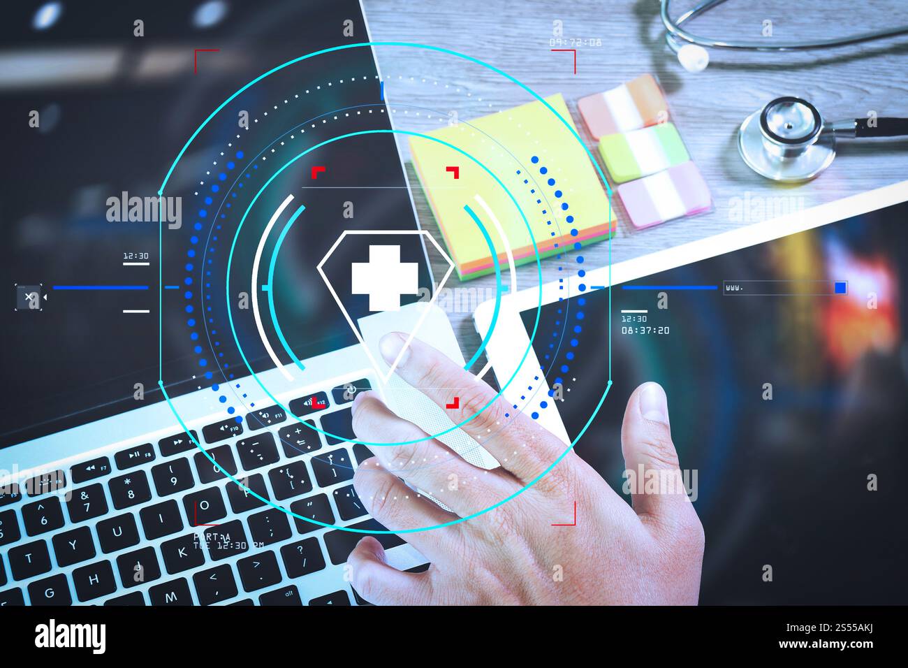 Health care and medical services with circular AR diagram.Medical ...
