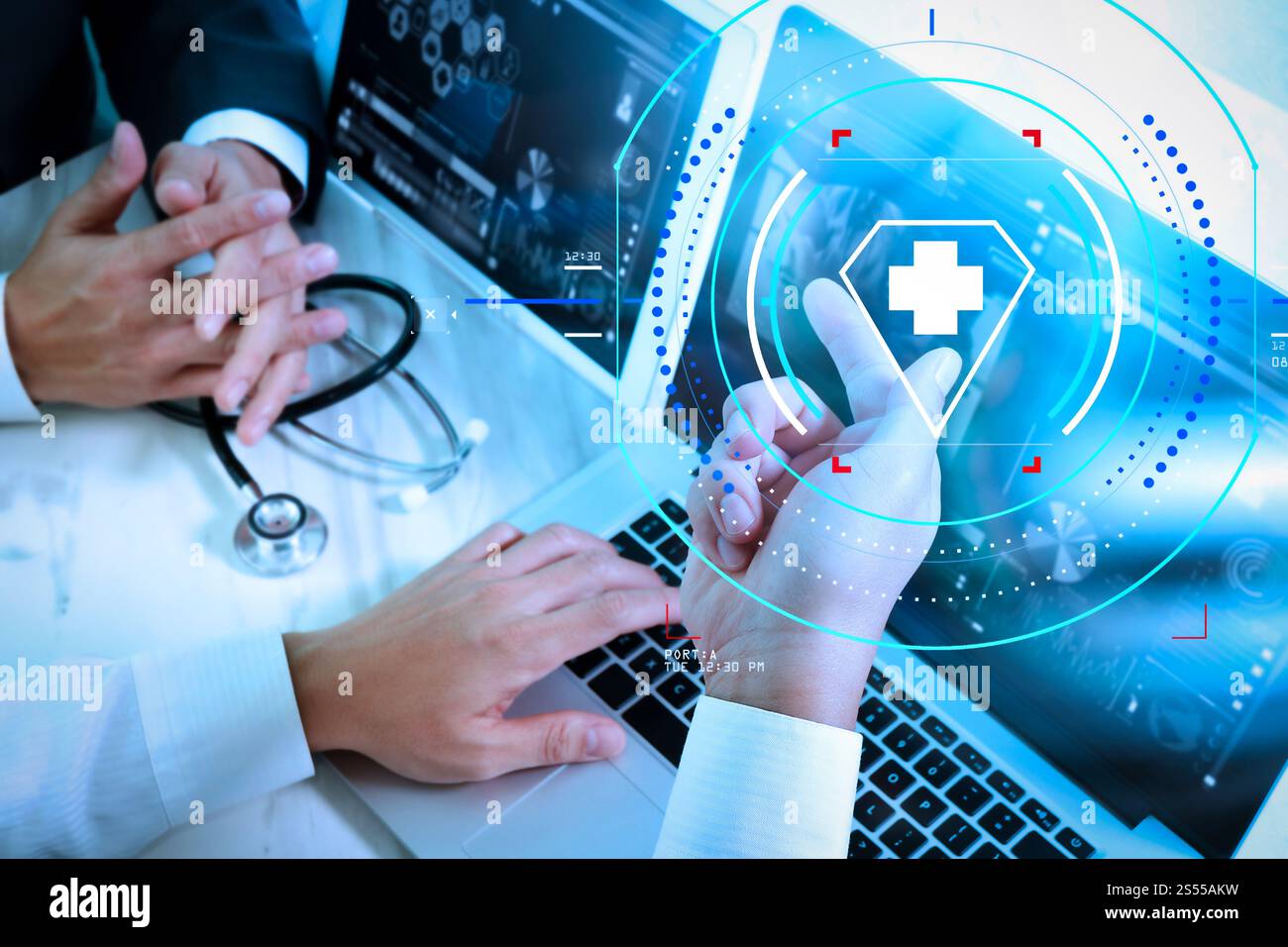 Health care and medical services with circular AR diagram.Medical ...