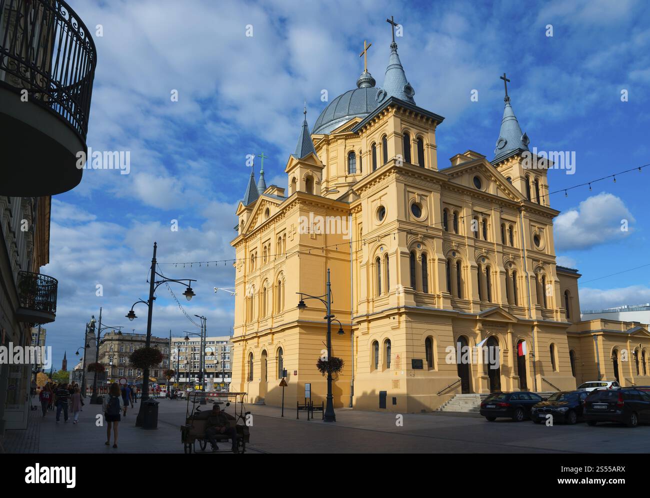 Imposing church with neoclassical facade and towers, located in the ...