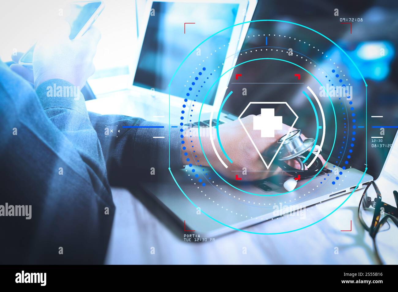 Health care and medical services with circular AR diagram.Medicine ...